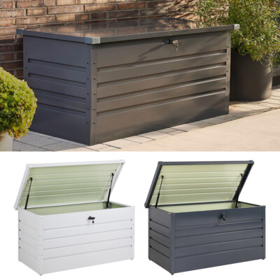 200/350/600L Outdoor Metal Storage Box Garden Lockable Utility Chest ...