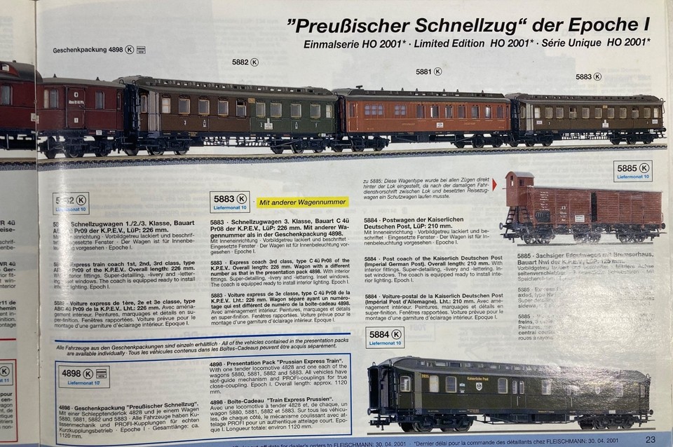 Fleischmann HO - 4898 Limited Edition Set - Class S6 Loco & 5 Coaches ...