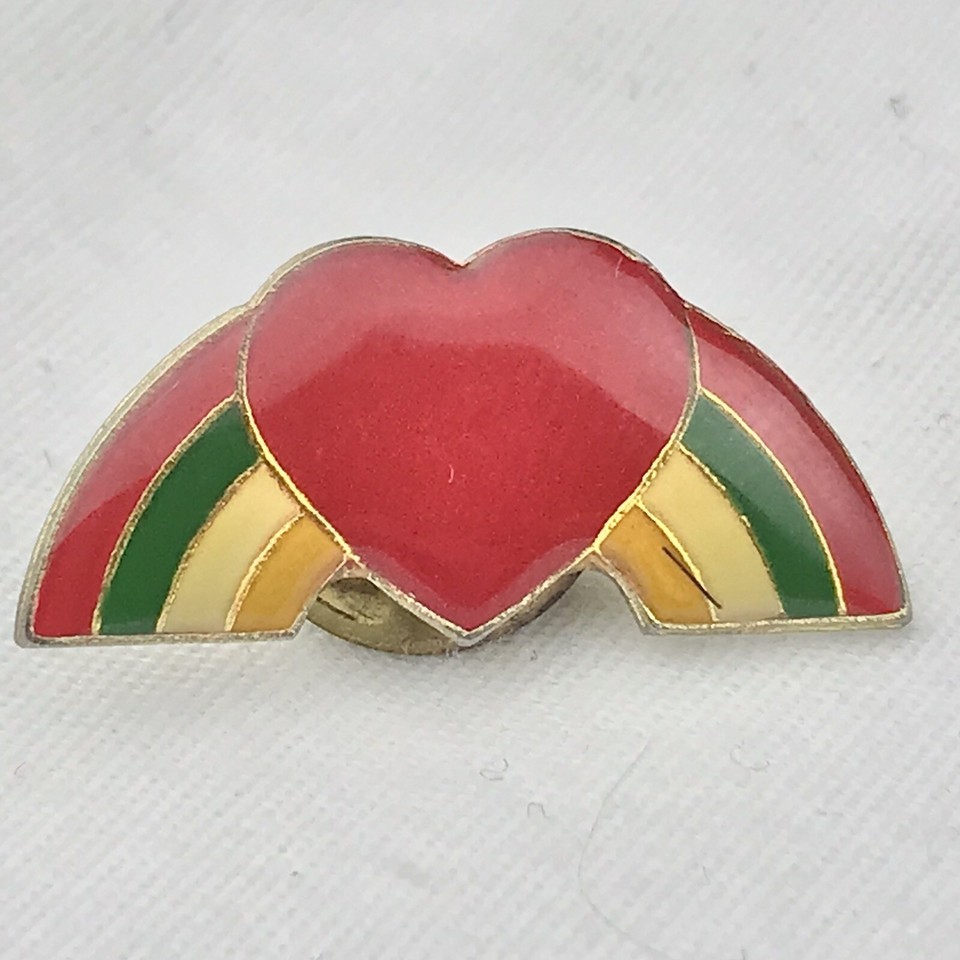 Red Rainbow Heart Lapel Pin Brooch Pride Allyship Butterfly Clutch ...