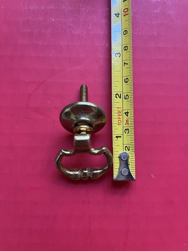 Antique Early American Solid Brass Escutcheon Drop Ring Pull Round Hardware 1A | eBay