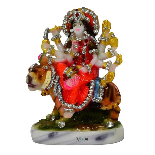 Goddess Maa Durga Statue Mata Rani With Lion Standing Murti Resin Idol ...