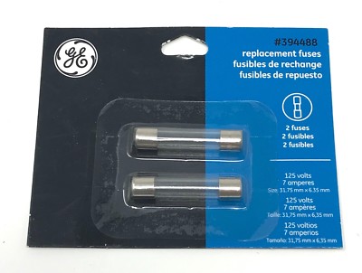 2 total GE replacement fuses 125 volts 7 amperes Christmas light decor ...