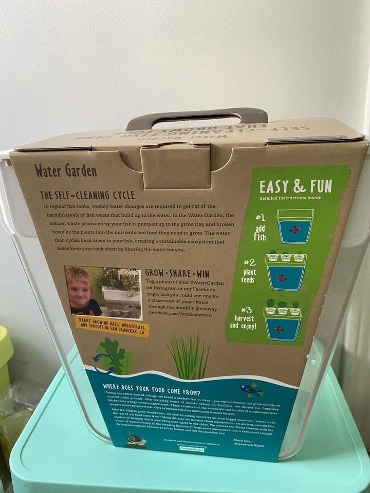 Back to the Roots Water Garden, Self-Cleaning Fish Tank That Grows Food ...