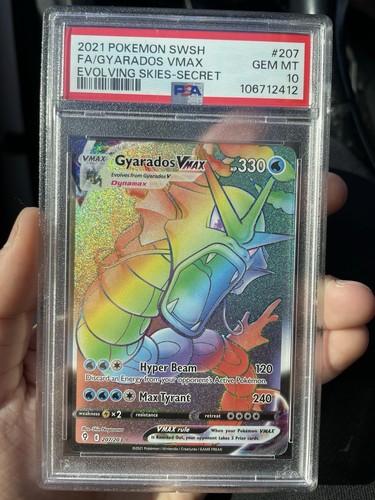 PSA 10 GEM MINT Gyarados Vmax Rainbow Secret Rare 207 Evolving Skies ...