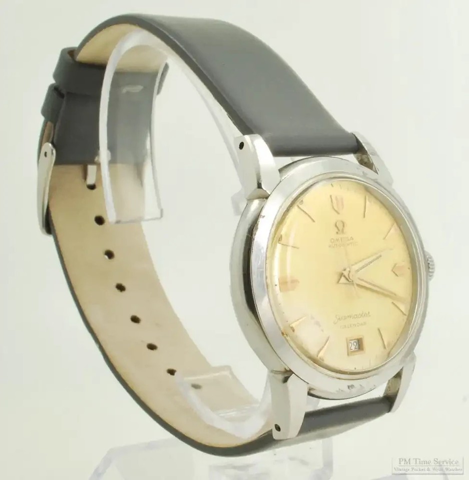 Omega "Seamaster" grade 565 automatic wrist watch w/ date, 17 jewels ...