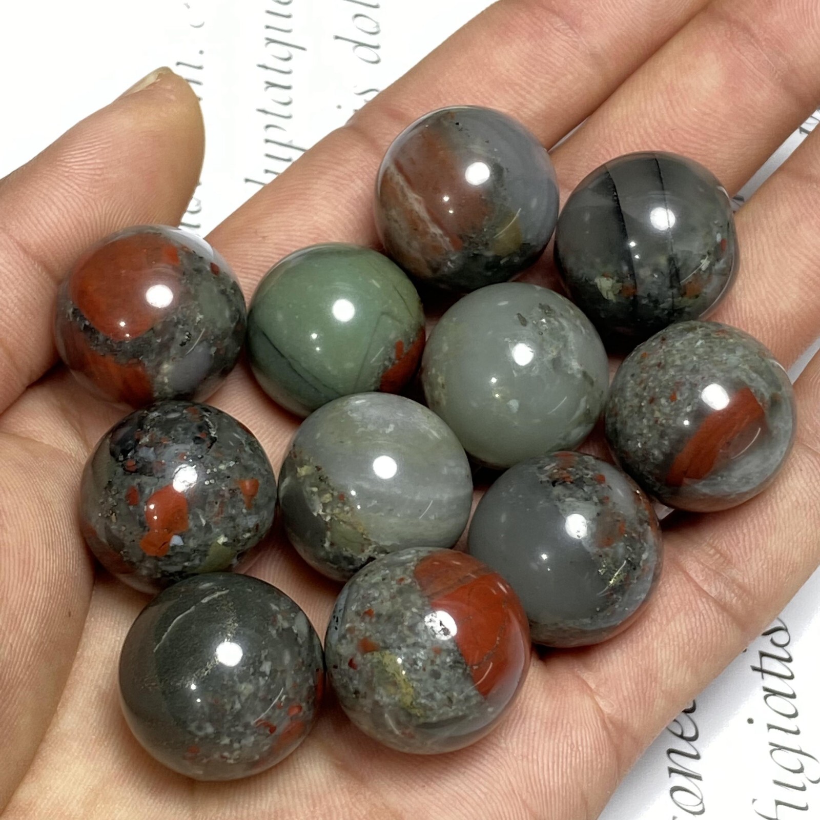 10pc Wholesale Natural Blood stone Ball Quartz Crystal Sphere Gem ...