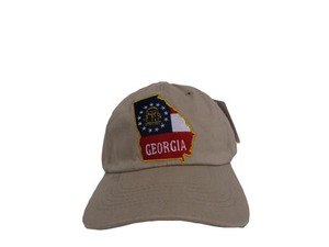 Khaki State of Georgia Flag in State Baseball Cap Hat | eBay