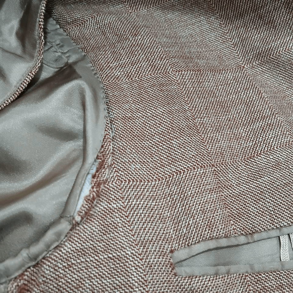Paul Stuart mens 43 TALL LONG tan linen silk wool blazer jacket made in ...
