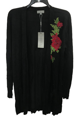 JOSEPH A.Floral- Embroidered Duster Cardigan Size L (NEW) | eBay