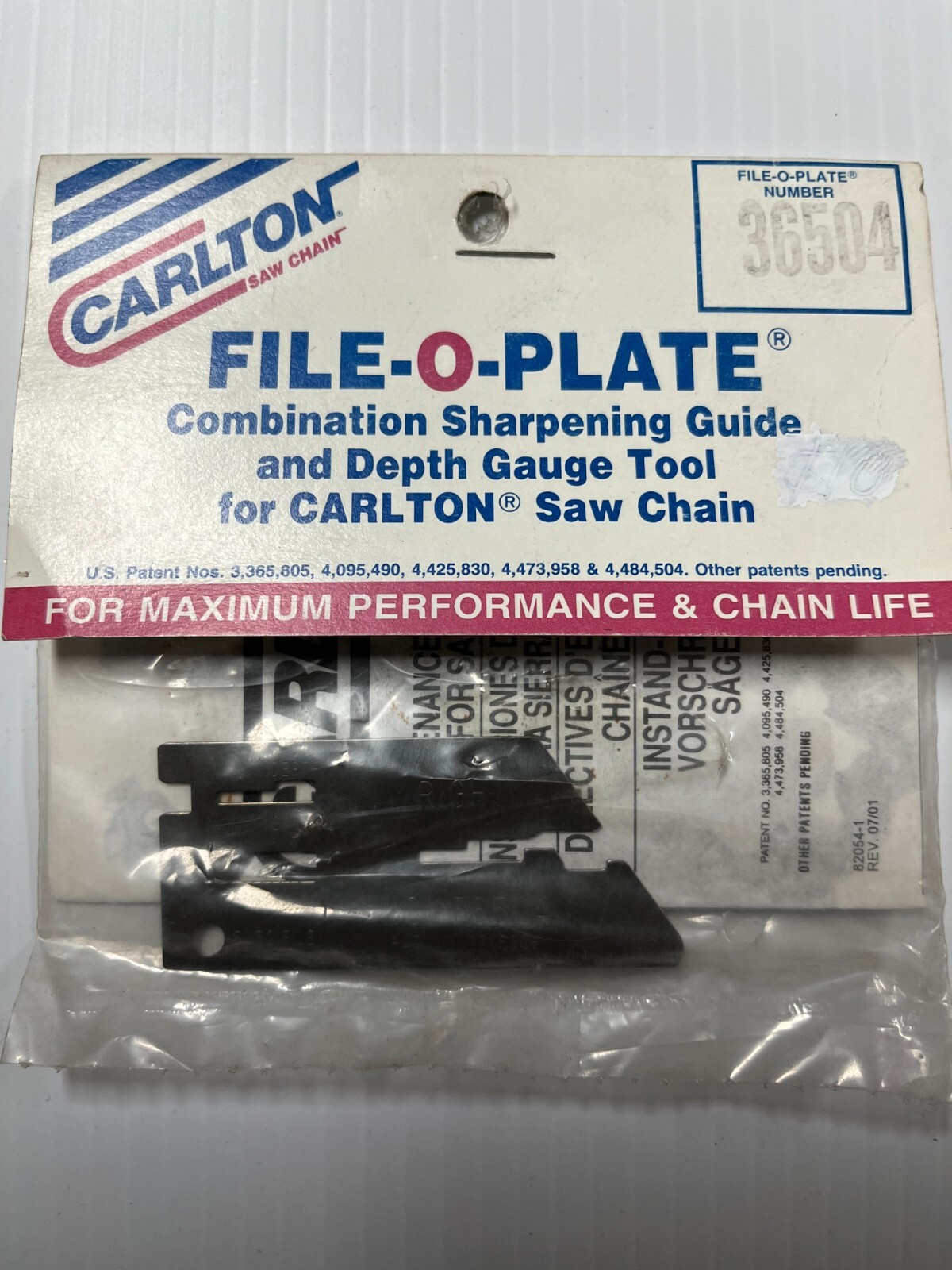 GENUINE CARLTON FILE-O-PLATE P/N 36504 | eBay