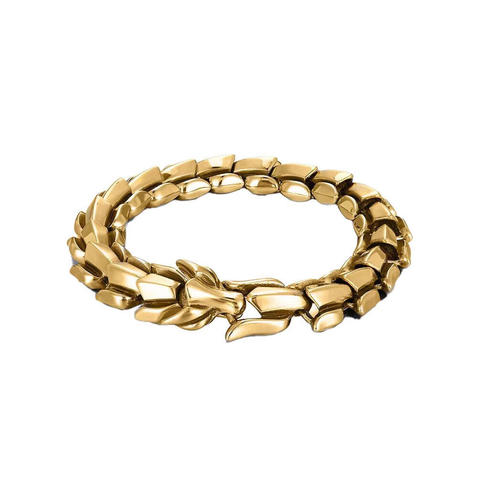 Dragon Scale Link Chain Bracelet Mens Stainless Steel Vintage Punk ...