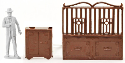 Marx Recast 54mm Bank Teller Cage and Safe - 1990s (figure not included ...