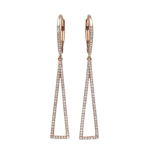Round Cut Diamond Triangular Drop Earrings 18K Rose Gold 0.34Cttw | eBay