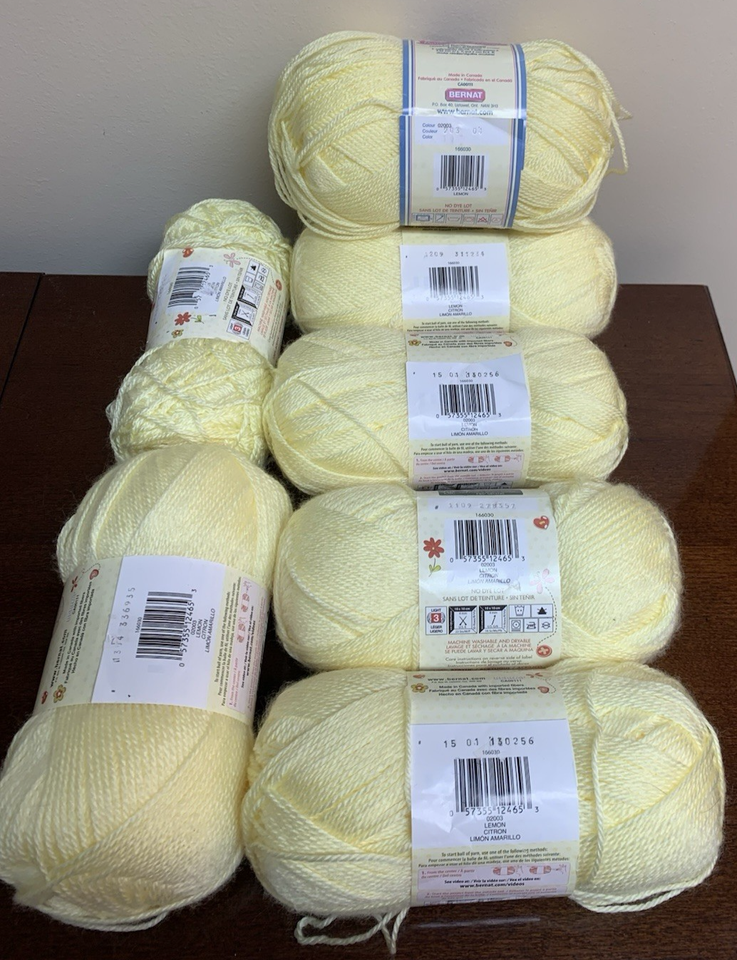 Large Lot of Bernat Softee Baby Yarn Lemon Light Yellow # 166030 - No ...