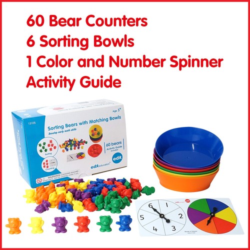 Colorful Counting Bears Sorting Set with Bowls and Spinners Educational ...