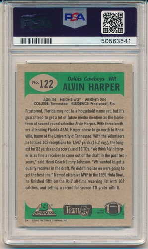 1991 Bowman Football Alvin Harper (Rookie Card) (#122) PSA10 PSA | eBay