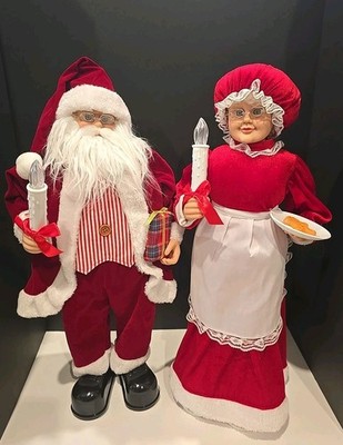 VTG Animated Mr & Mrs Claus Light Motion Musical Santa 24” Christmas ...