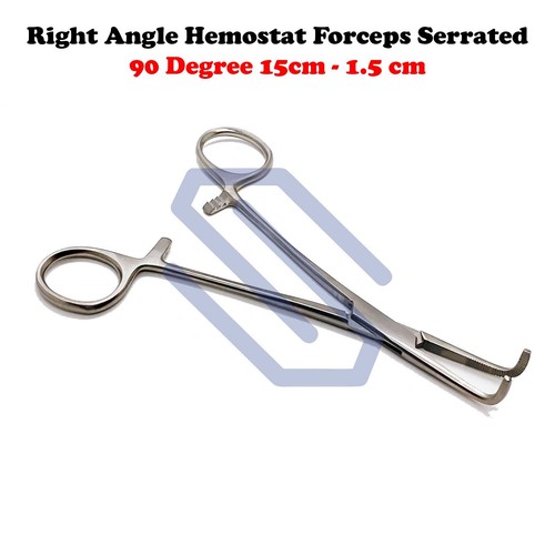 Right Angle 90 Degree Hemostat Forceps 15cm - 1.5cm Fine Point Serrated ...