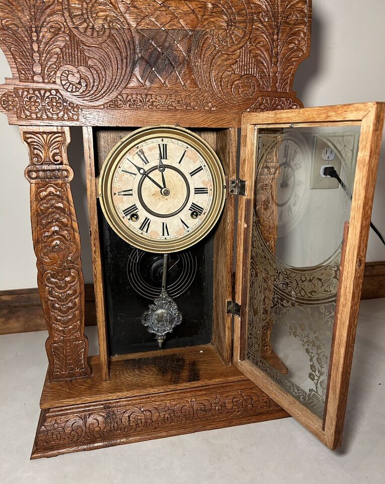 Ingraham Pressed Wood Gingerbread Kitchen Mantel Table Clock | eBay
