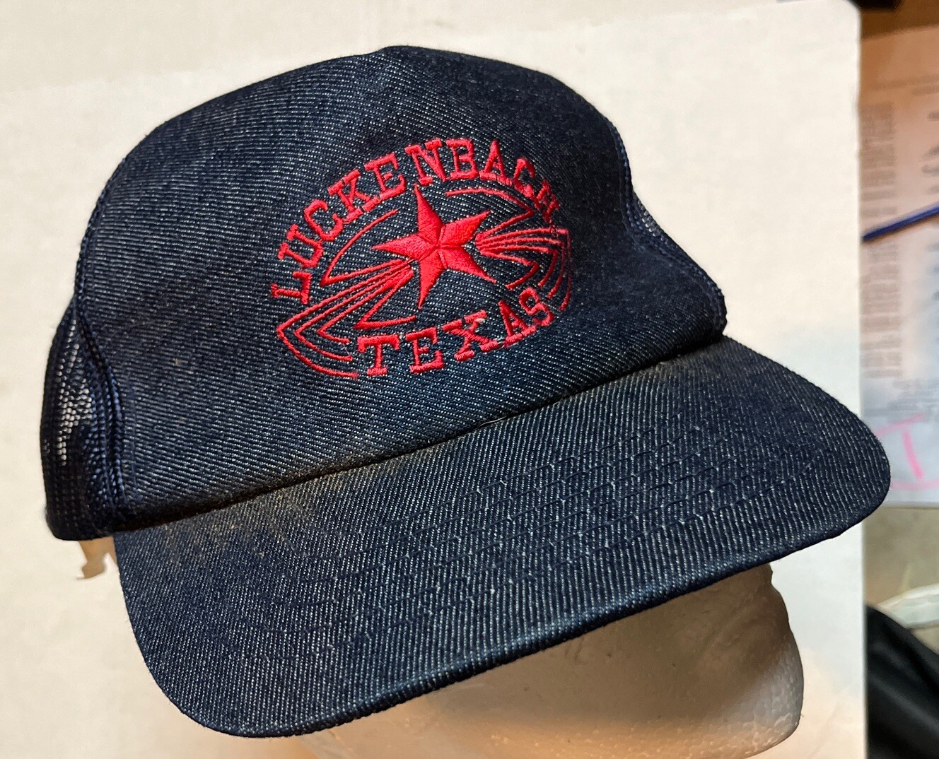 Luckenbach Texas Embroidered Blue Jean hat Mesh cap SnapBack Adjust ...