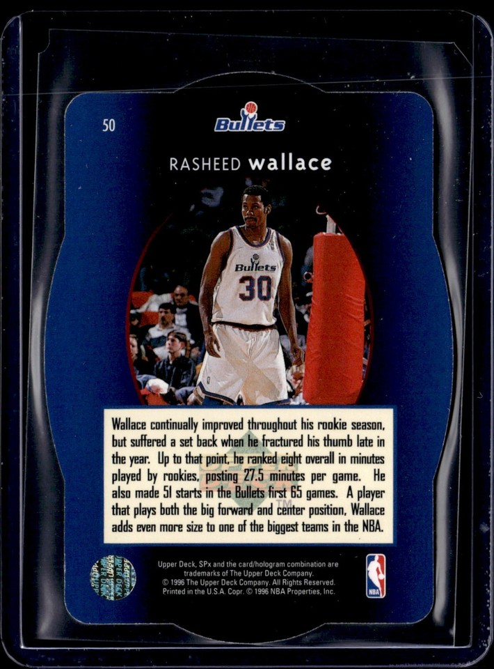 1996-97 upper Deck SPx Rasheed Wallace - Bullets #50 | eBay