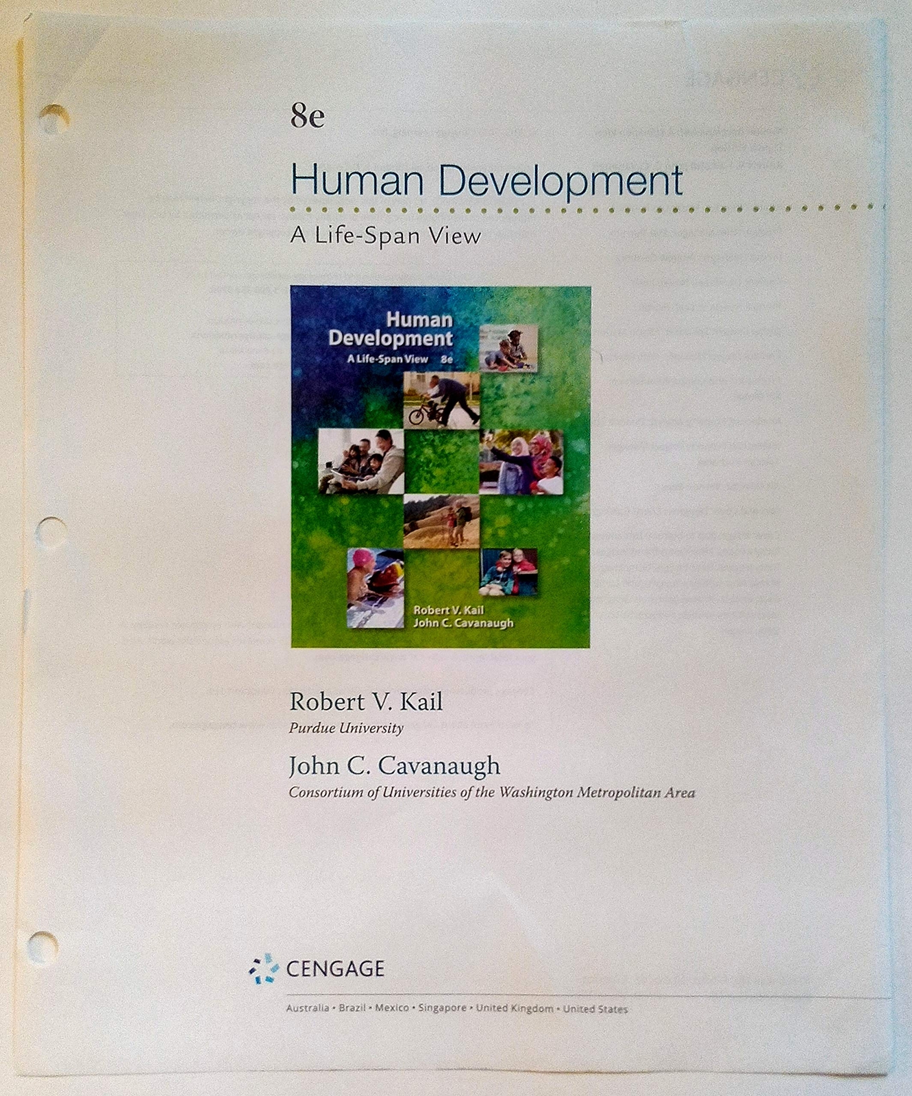 Human Development a Life-span View Kail and Cavanaugh 8th Edition Loose ...
