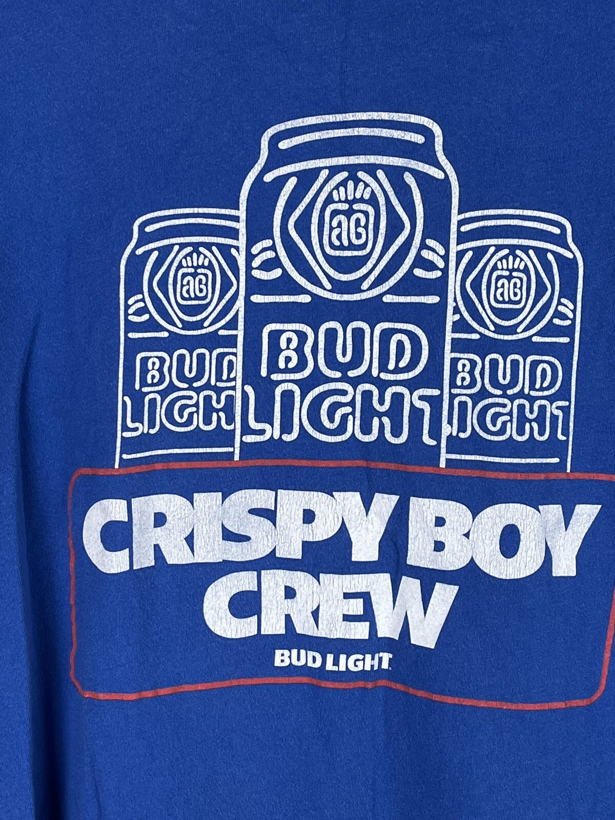 Bud Light BEER Shirt Mens LARGE Crispy Boy Crew Cans … - Gem