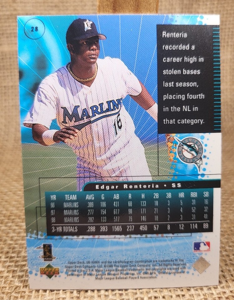 1999 Upper Deck Ionix Edgar Renteria Baseball Card #28 Marlins A9 | eBay