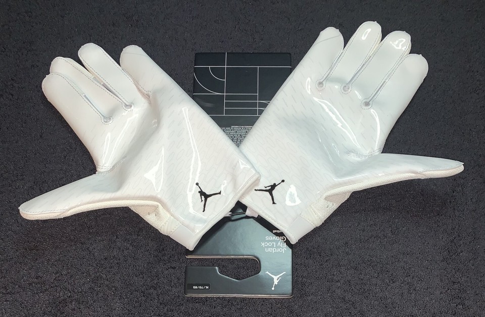 NIKE AIR JORDAN FLY LOCK 2.0 FOOTBALL GLOVES #1011811 102 XL WHITE NWT ...