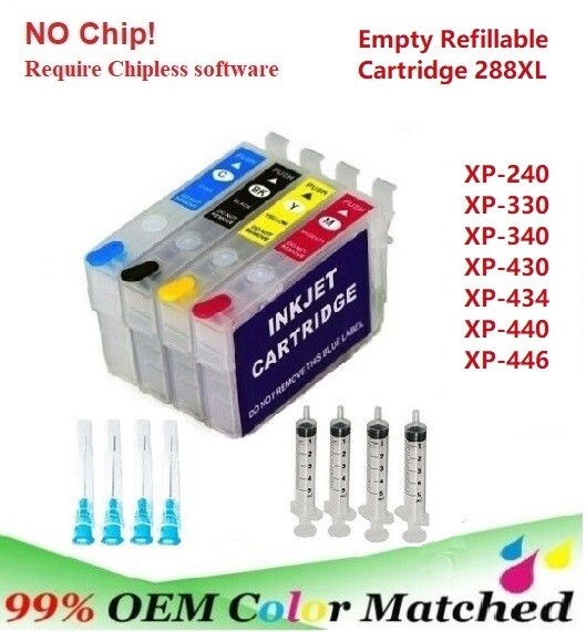 Epson 288XL Refillable Ink Cartridge No Chip | For XP-340 XP-434 XP-430 ...