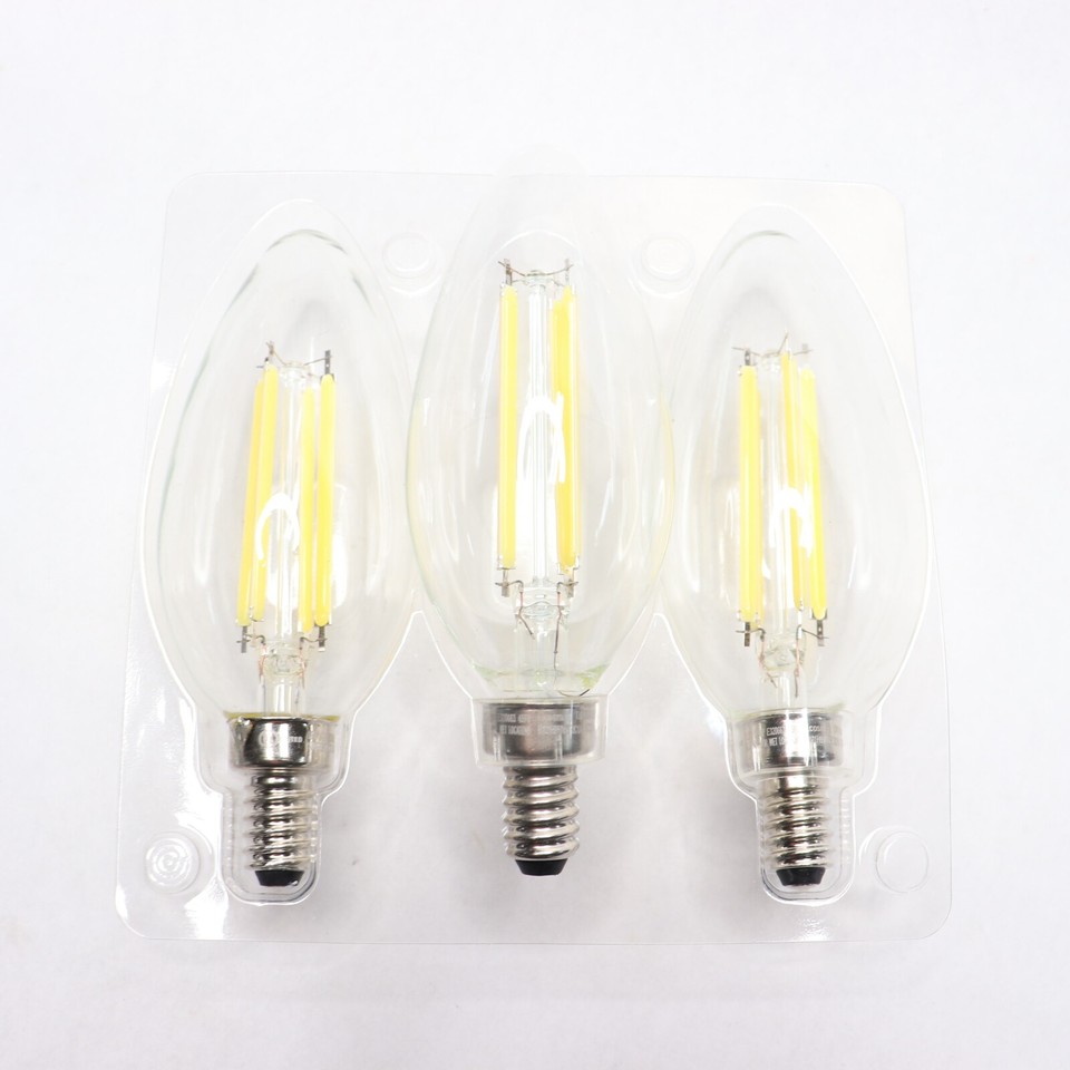 (3-Pk) EcoSmart LED Vintage Edison Light Bulb Blunt Tip 6.5W/100W 120V ...