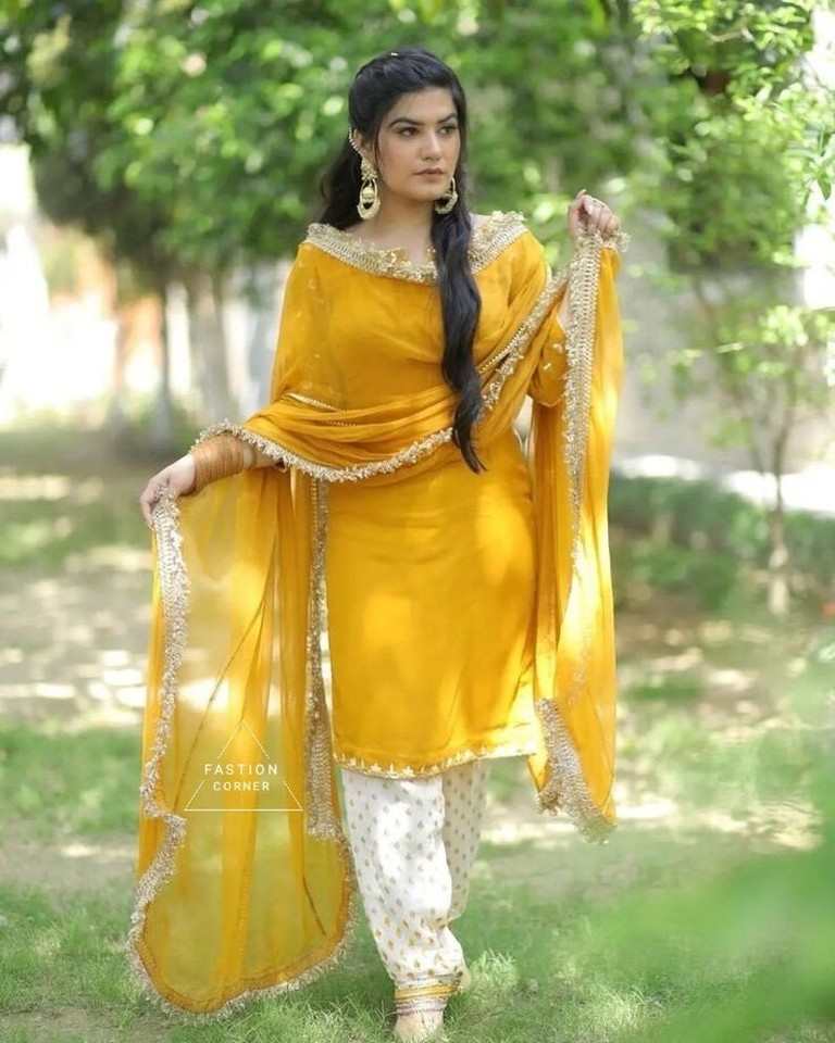 Yellow Punjabi Suit Salwar Kameez Indian Ethnic Designer Party Wear ...