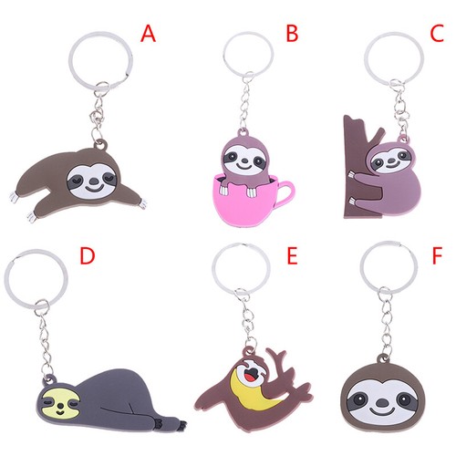 DIY PVC Sloth Keychain Key Rings Holder Key Chain Gift Jewelry Bag ...