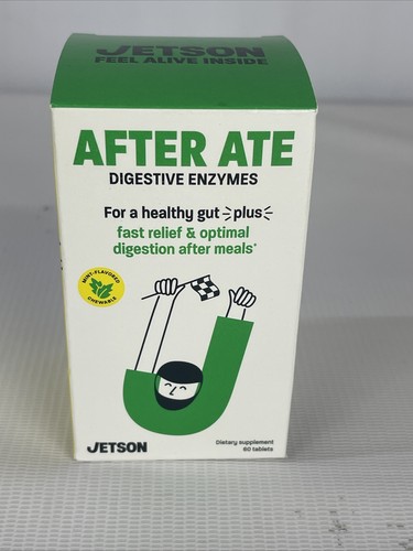 JETSON AFTER ATE DIGESTIVE ENZYMES 60 MINT TABLETS~Exp 04/2025~Feel ...
