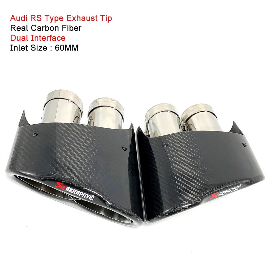 1 Pair Akrapovic Carbon Fiber Exhaust Tip For Audi RS3 RS4 RS5 RS6 RS7 ...