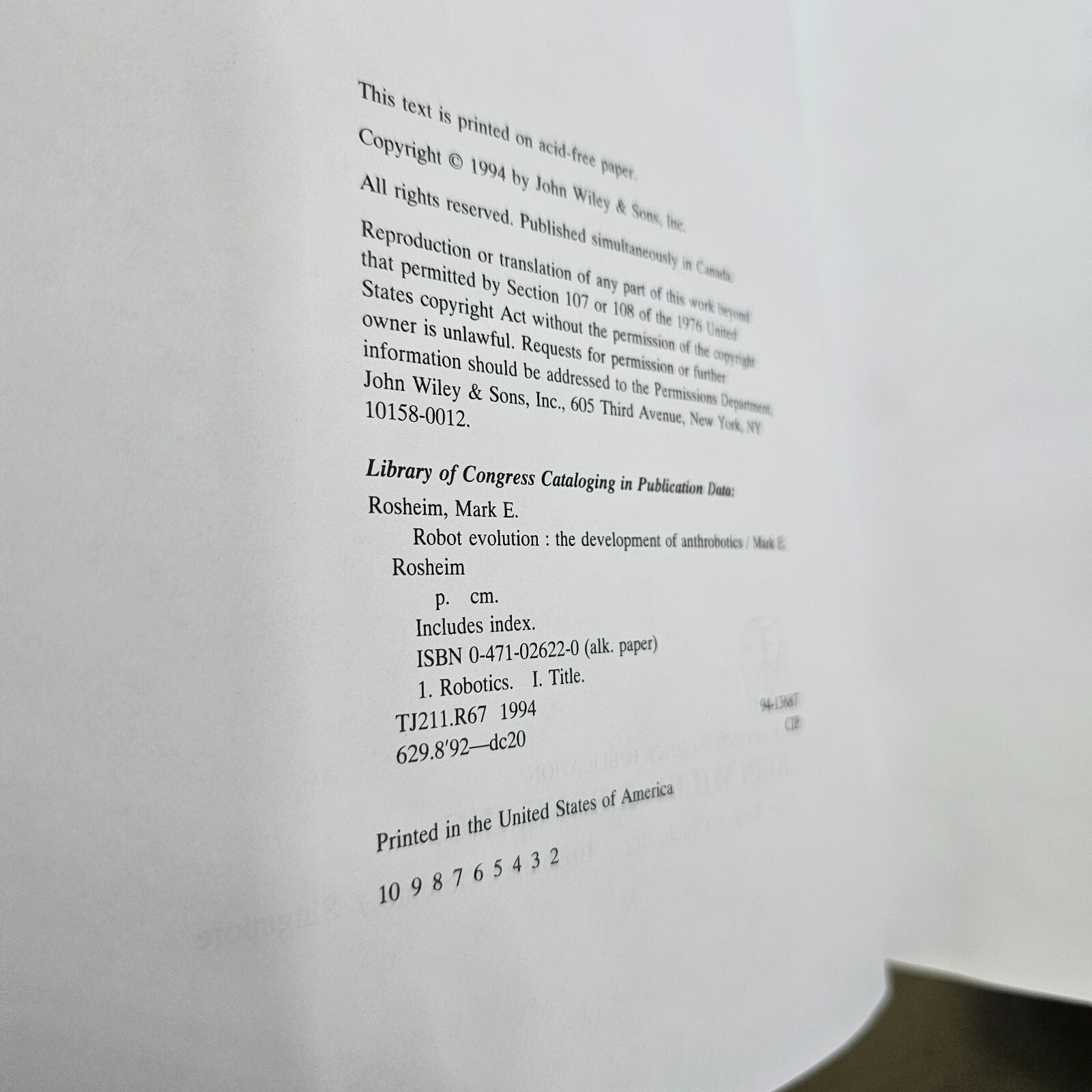 Robot Evolution : The Development of Anthrobotics by Mark E. Rosheim ...