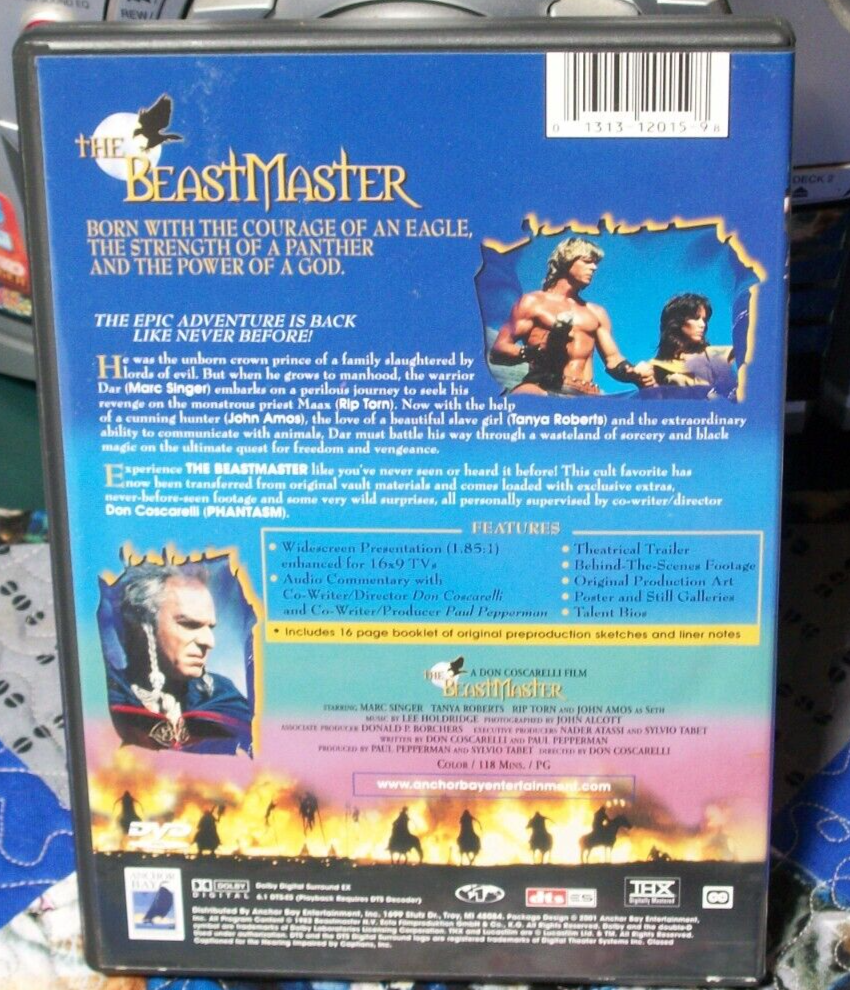 THE BEASTMASTER DVD Marc Singer Tanya Roberts Rip Torn ANCHOR BAY RARE ...