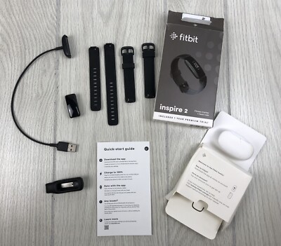Fitbit Inspire 2 Fitness Tracker Heart Rate Black Two Bands Charger ...