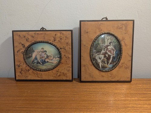 Antique 19th Century Miniature Signed Paintings In Wooden Frames ...