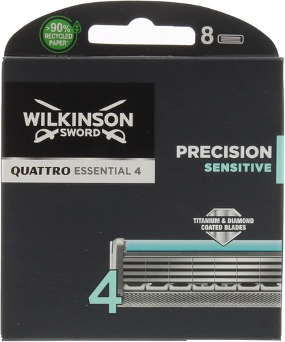 Wilkinson Sword Quattro Titanium coated Sensitive Razor Blades - Pack ...