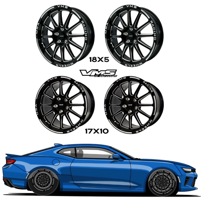 VMS RACING BLACKHAWK DRAG RACE RIMS WHEELS R 17X10 F 18X5 FOR 11-21 ...