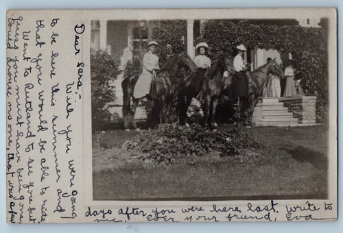 West Rutland Vermont VT Postcard RPPC Photo Women Riding Horse 1908 ...
