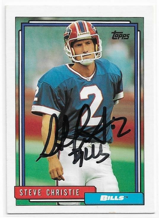 STEVE CHRISTIE Autographed Signed 1992 Topps Football card #755 Buffalo ...