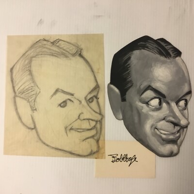 BOB HOPE PAINTED HEAD & PENCIL SKETCH (with HOPE AUTOGRAPH) by AL ...