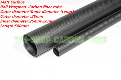 Matt 3K Carbon Fiber Tubes OD 28mm ID 25mm 26mm Roll Wrapped X 500MM ...