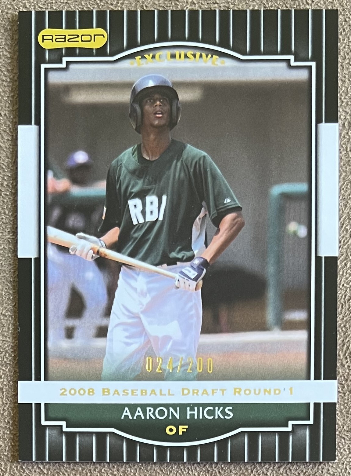 Aaron Hicks 2008 Razor Signature Series Black #14 /200 Draft Rookie ...