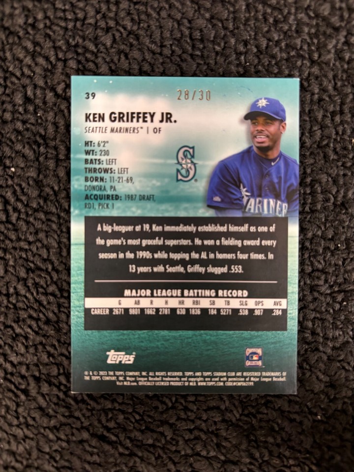 2023 Topps Stadium Club Baseball Ken Griffey Jr Pearl White Chrome ...