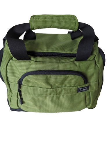 LL Bean Camera Bag Green Nylon Carry Handles Exterior Pockets Travel ...