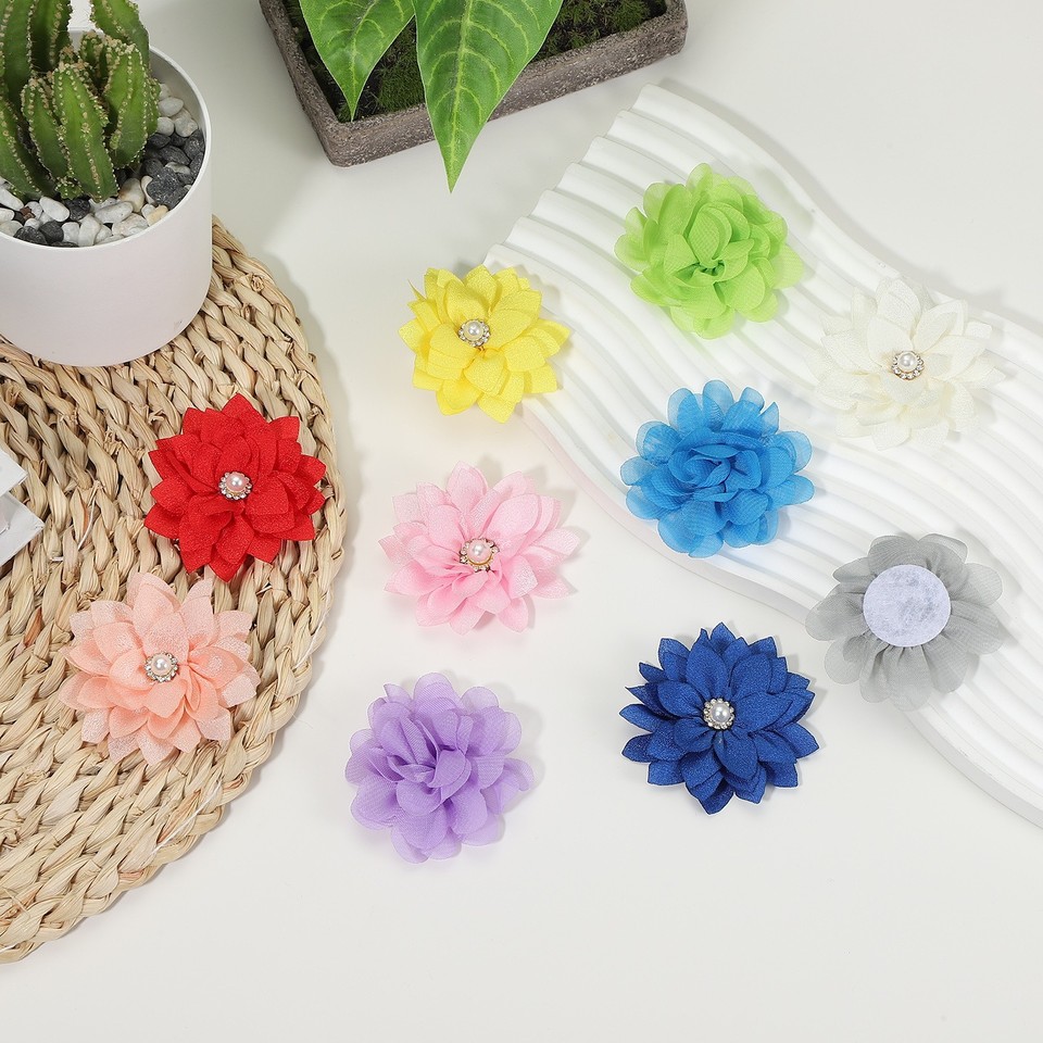 10Pcs 2" Chiffon Flowers Fabric Flower Sewing Fabric Appliques Light ...