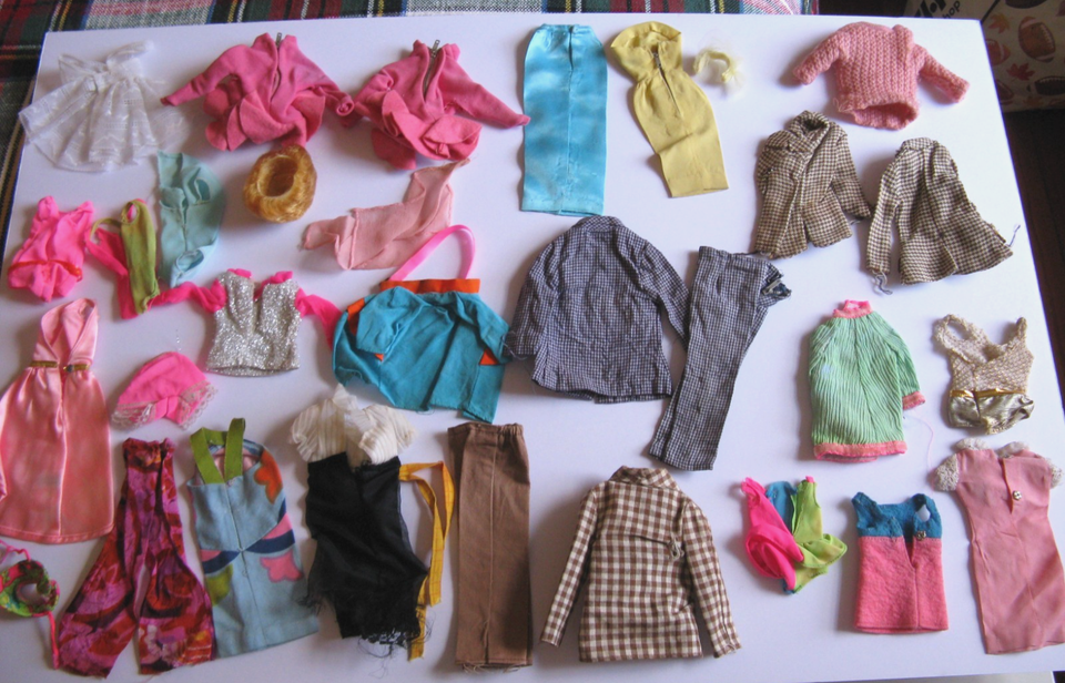 VINTAGE AND MOD BARBIE PJ KEN SKIPPER FRANCIE CLOTHES WIG LOT JUNK ...